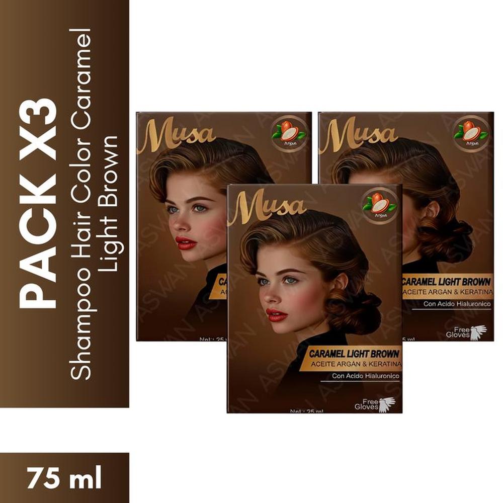 Pack x3 Shampoo Hair Color Caramel Light Brown 25 ml - MUSA - Oechsle
