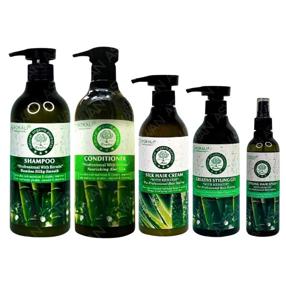 PACK BAMBÚ SHAMPOO & ACON 550ML & CREMA ALOE & FIJADOR BAMBÚ & LACA ...