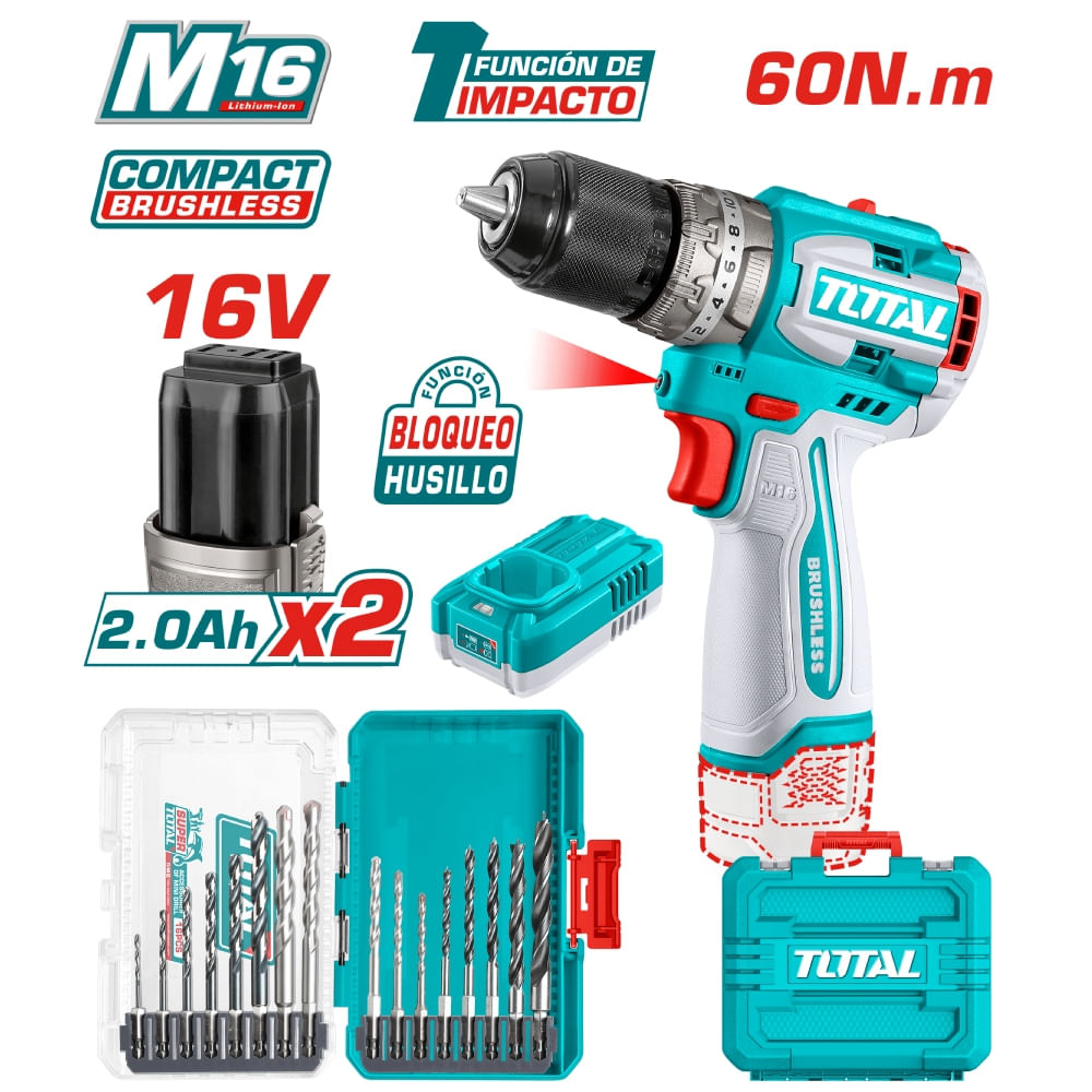 COMBO TALADRO COMPACTO 2X20AH + SET BROCAS - TOSLI241199 - Oechsle