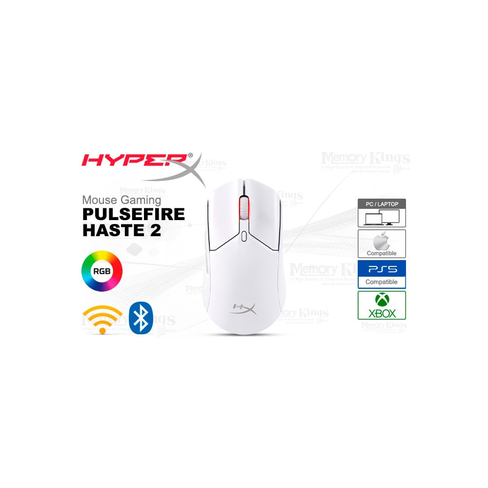 Mouse gaming HyperX Pulsefire Haste 2 inalámbrico blanco, ultra ligero ...