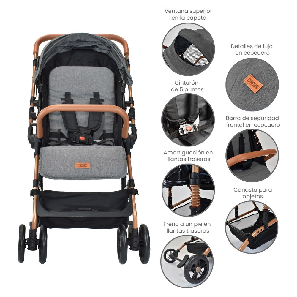 Combo Coche Para Bebé Circus Manija Reversible + Cuna Corral Colecho ...