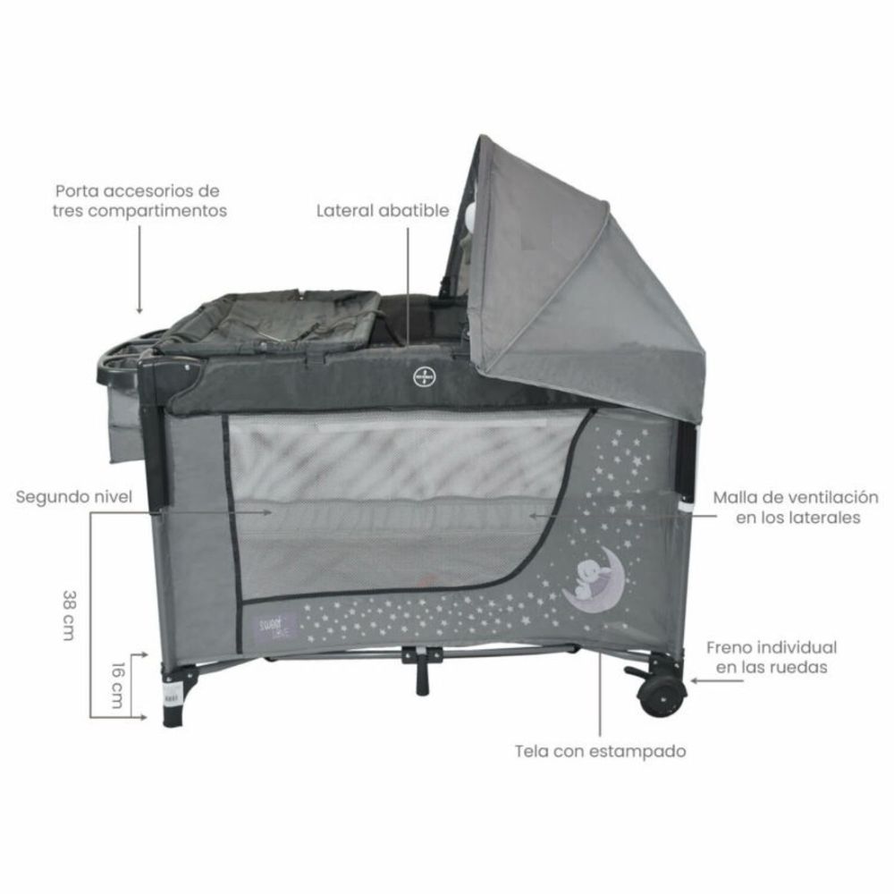 Combo Coche Para Bebé Circus Manija Reversible + Cuna Corral Colecho ...