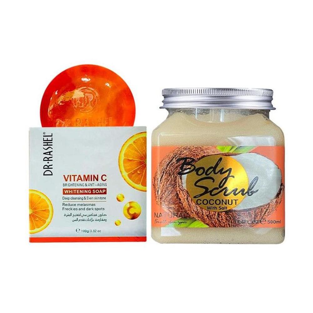 Jabón Iluminador y Aclarador Vitamina C + Exfoliante corporal Coco con ...