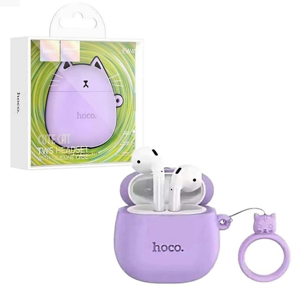 AUDIFONOS BLUETOOTH TWS HOCO EW45 GATO COLOR LILA - Oechsle