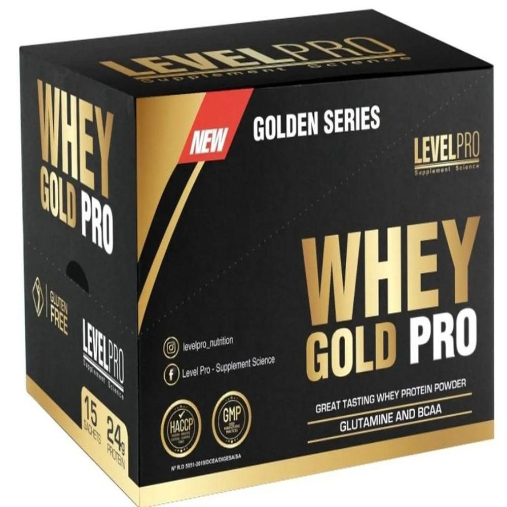 Proteína Level Pro Whey Gold Pro Caja 15 Sachets Chocolate - Oechsle