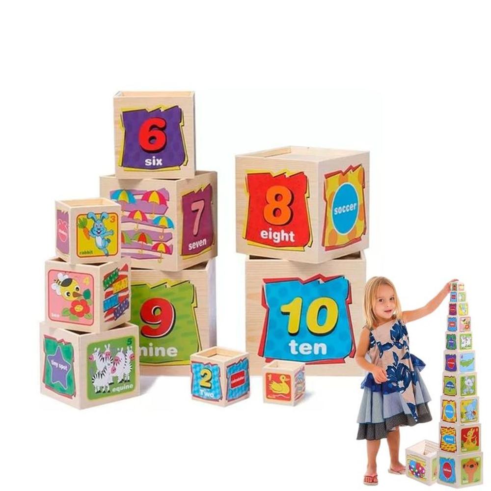 Set Cubos Didácticos Apilables del 1 al 10 con Animales - Oechsle