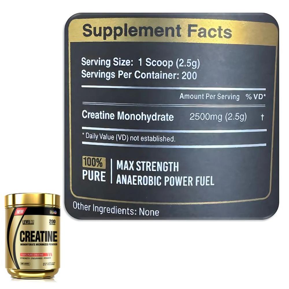 Pack 2 Creatina Level Pro 500 gr Creatina Monohidratada + shaker - Oechsle