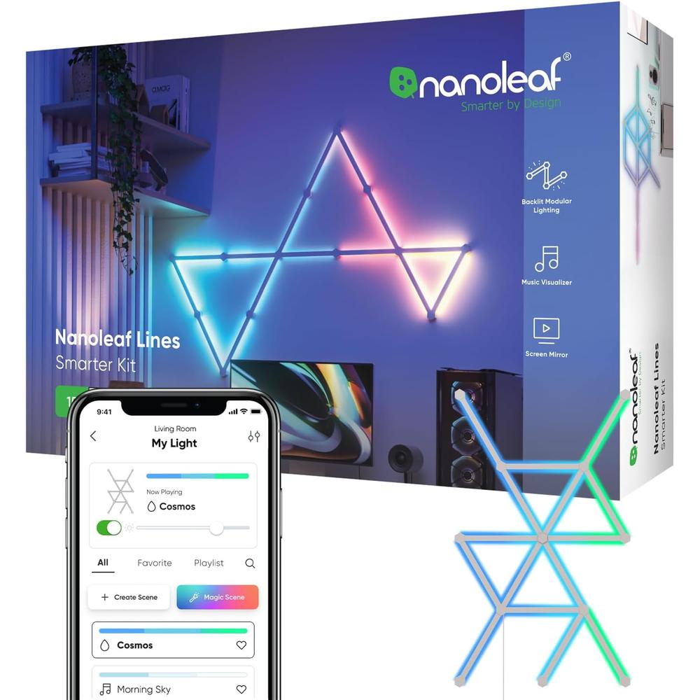 LUCES LED DE PARED INTELIGENTES RGBW WIFI NANOLEAF LINES | KIT 15 ...