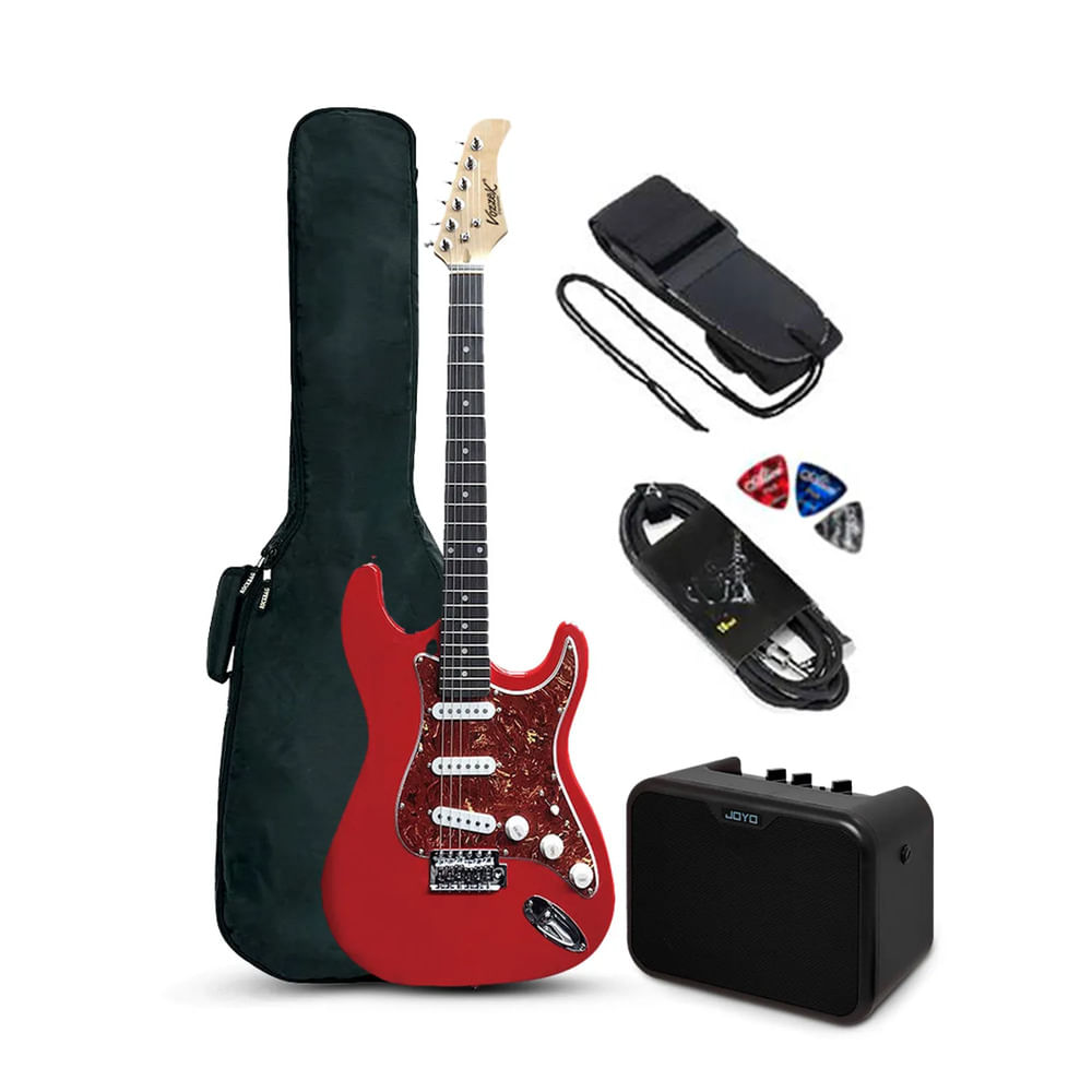 Guitarra Eléctrica Strato Roja con Amplificador Joyo 10W - Oechsle