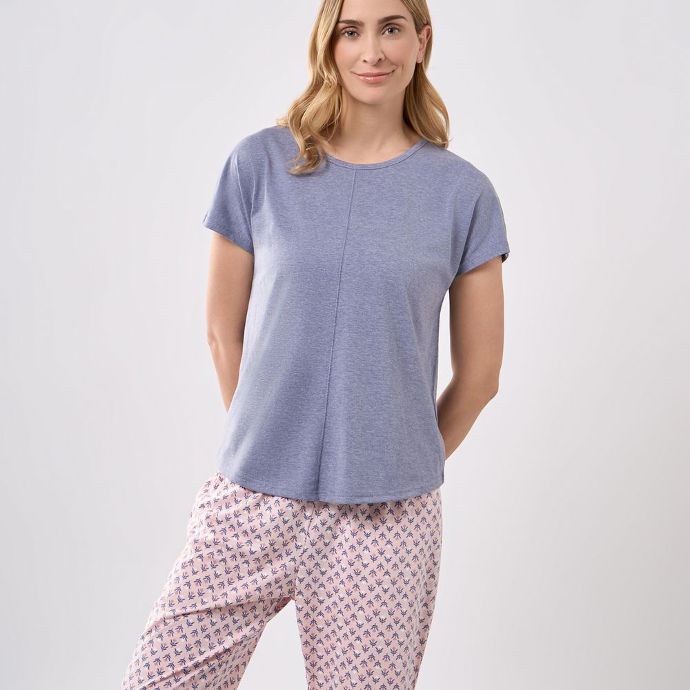 Pijama Mujer Prom Zafin Manga Corta + Pantalón Capri New Algodón ...
