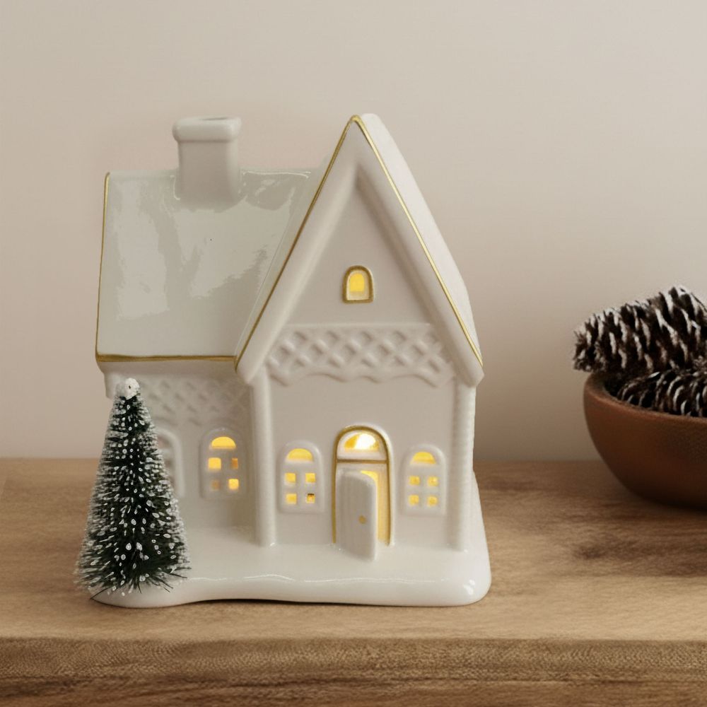 Casa con Árbol + Luz 11x12cm Cuentos de Oro Orange - Oechsle