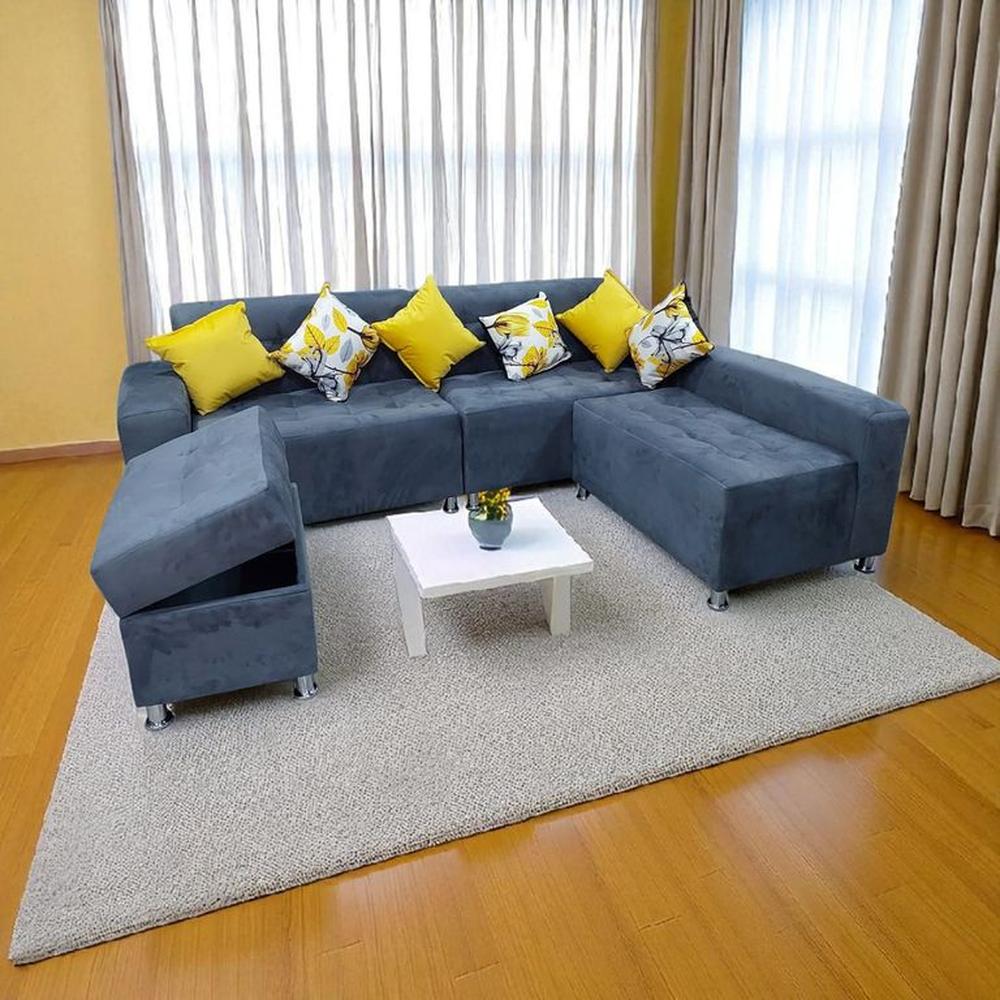 SILLON SECCIONAL PARAISO PLOMO 3 PIEZAS Y BAÚL | Oechsle - Oechsle
