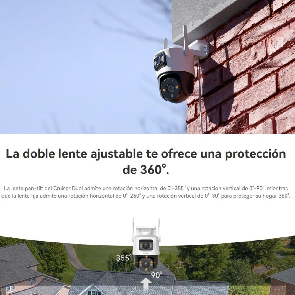 Cámara de Seguridad WiFi Imou Cruiser Dual 8MP 360° Exterior Visión ...