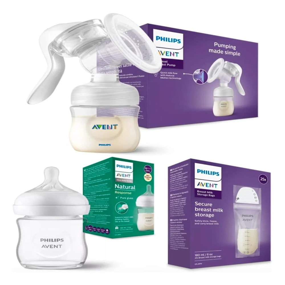 Extractor Manual Avent Modelo con 2 Biberones y 25 Bolsas para Leche ...