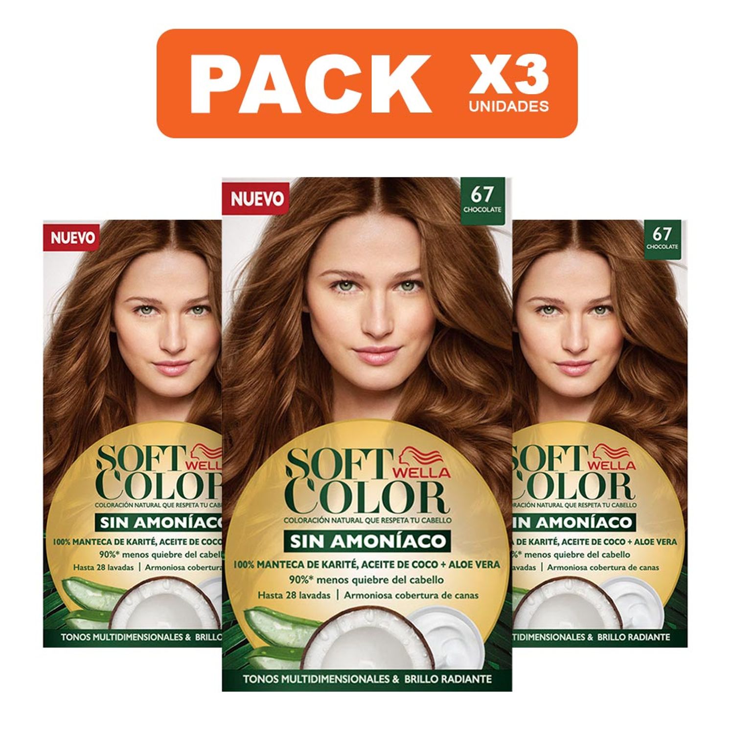 Wella Tinte Soft Color Kit 67 Chocolate Pack x3 - Oechsle