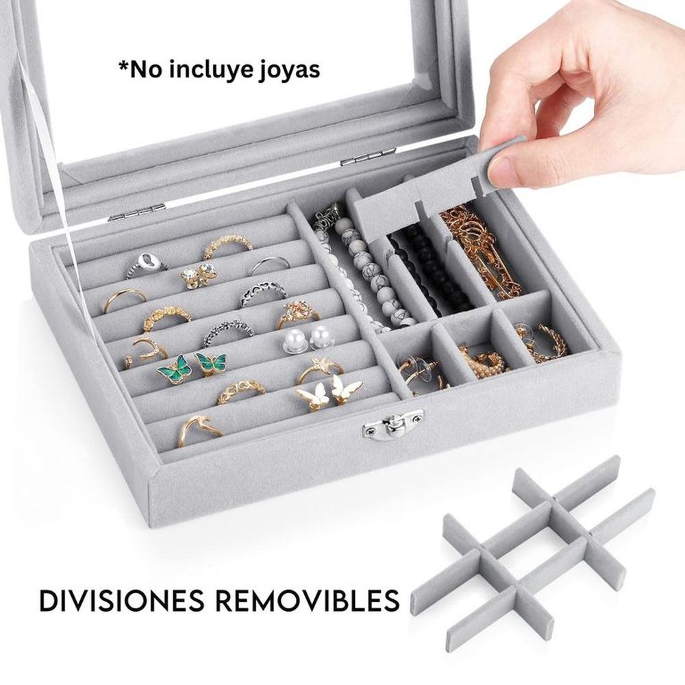 Joyero Multifuncional Premium Con Tapa y Broche - Color Gris Gris ...