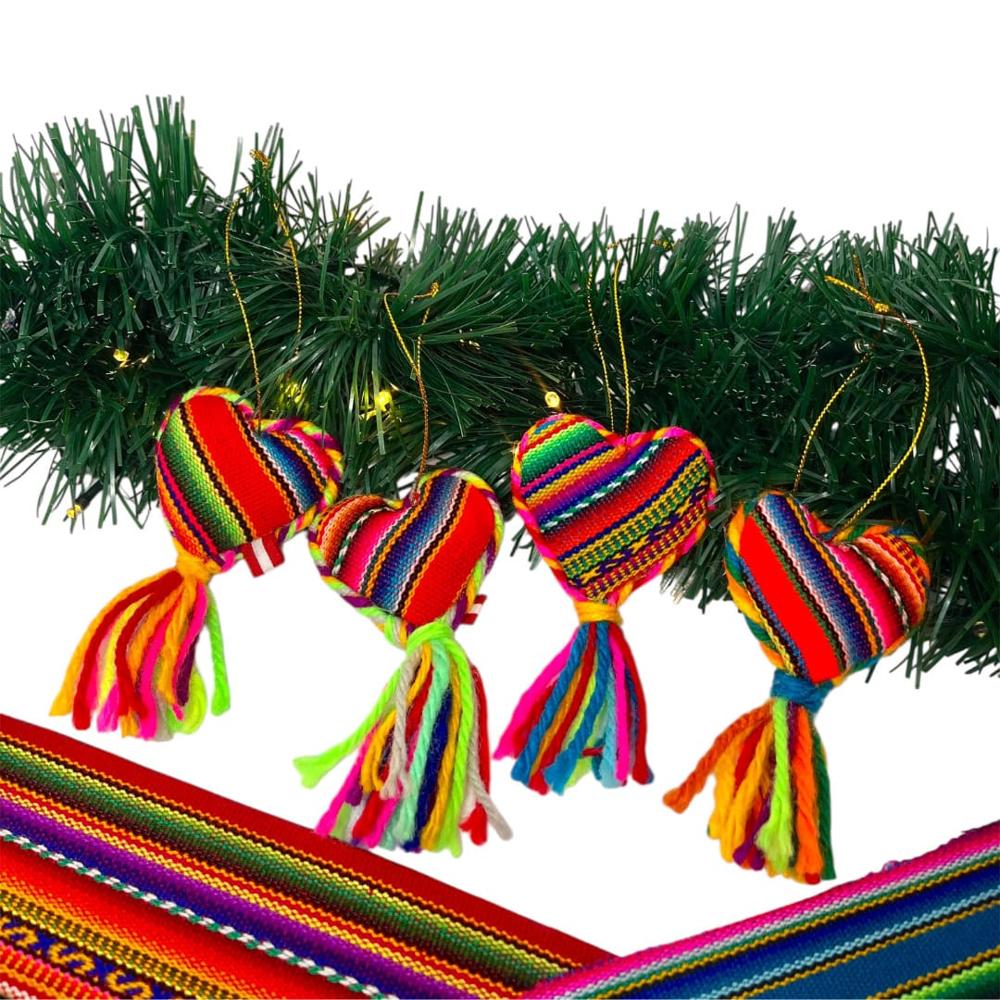 Adorno CORAZÓN de Manta Andina Pequeños Set 4 unids NAVIDAD PERUANA ...