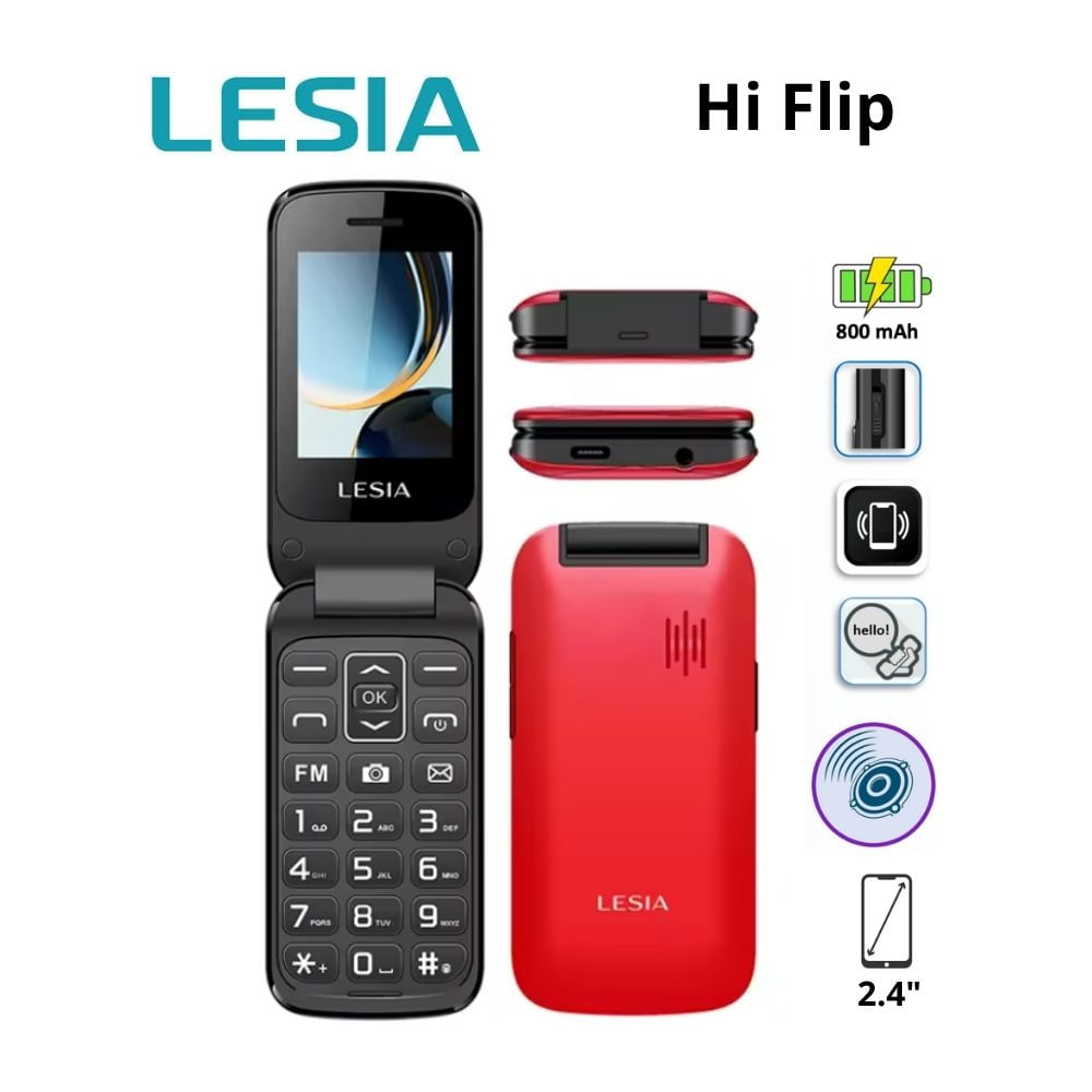 CELULAR BASICO LESIA HELLO HI FLIP TAPA 2G DUAL SIM -ROJO - Oechsle