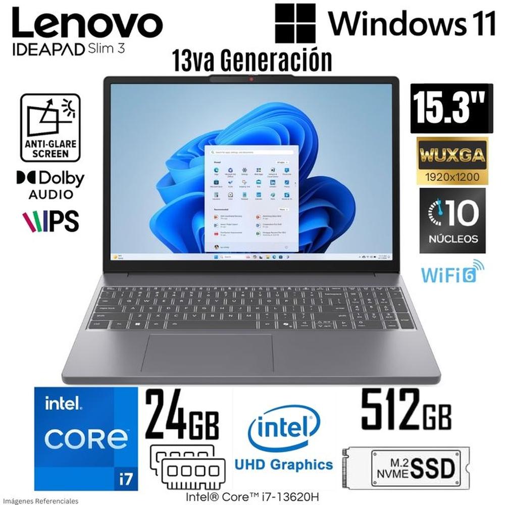 Laptop Lenovo IdeaPad Slim 3 Intel Core i7-13620H 24GB RAM 512GB SSD 15 ...