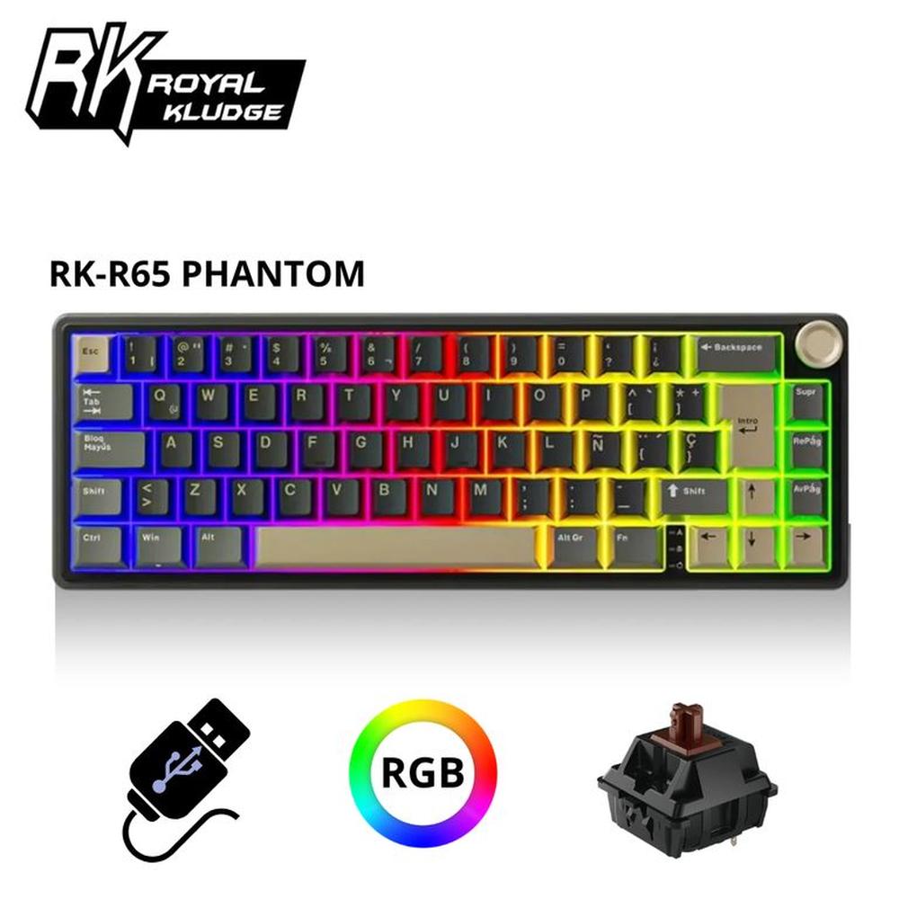 Teclado Royal Kludge RK R65 Cableado PHANTOM - BROWN SWITCH - Oechsle