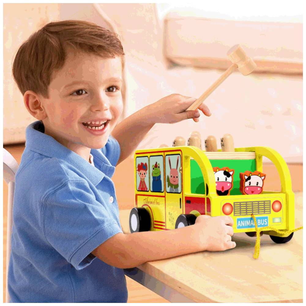 Bus Didáctico de Madera con Topo y Martillo - Oechsle