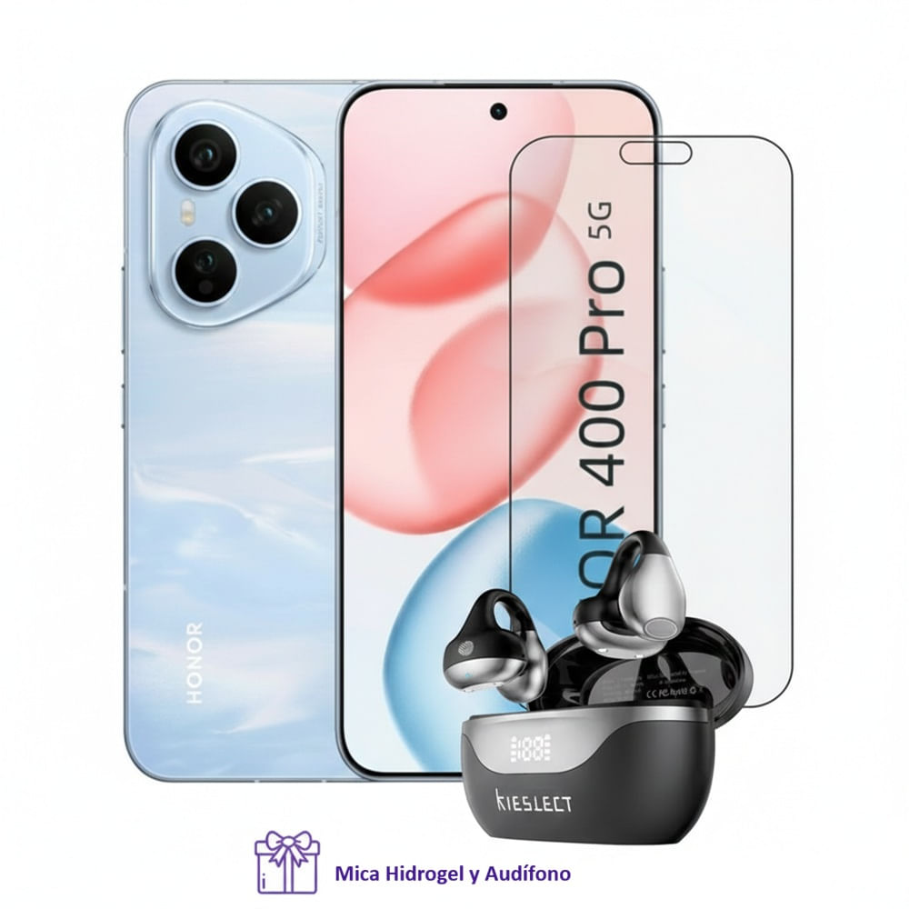 Honor 400 Pro 12Gb Ram Blue 512Gb Rom con kieslect earbuds open y Mica Hidrogel - Oechsle