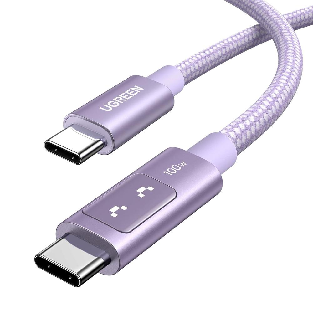 Cable USB-C a USB-C 100W 2mts Carga Rápida LED Púrpura Ugreen Uno L509 ...