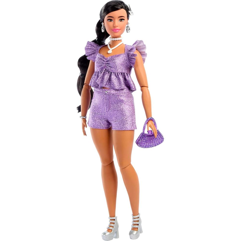 Barbie Lujo n.° 8 Top morado pantalones cortos cabello negro - Oechsle