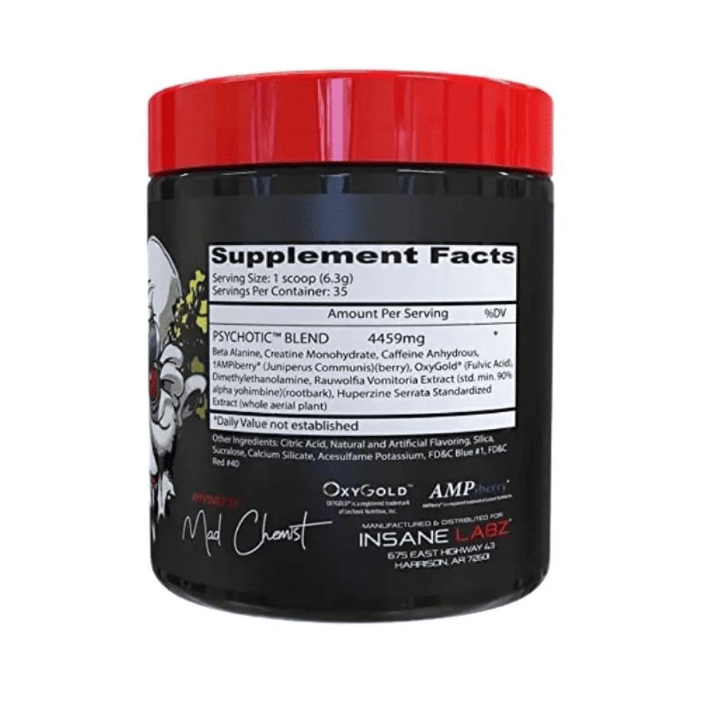 Psychotic red 30 servicios Insane labz grape preentreno y straps - Oechsle