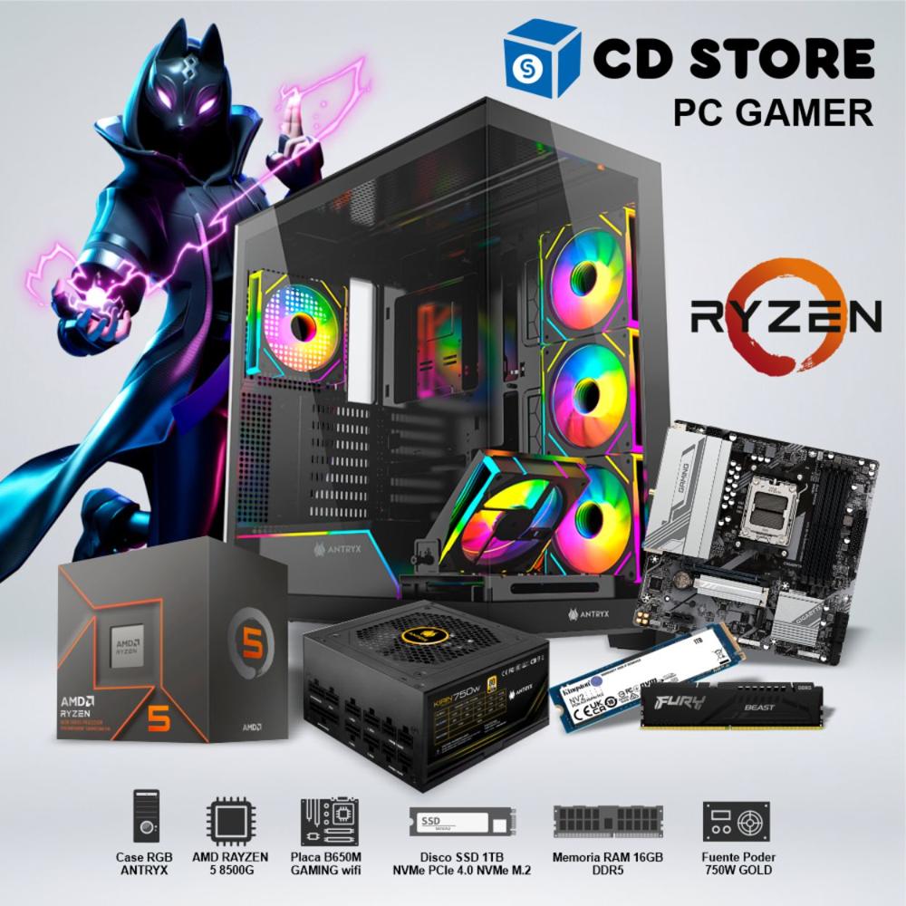 PC GAMER - RYZEN 5 8500G RAM 16GB SSD 1TB CASE RGB FUENTE GOLD 750W ...
