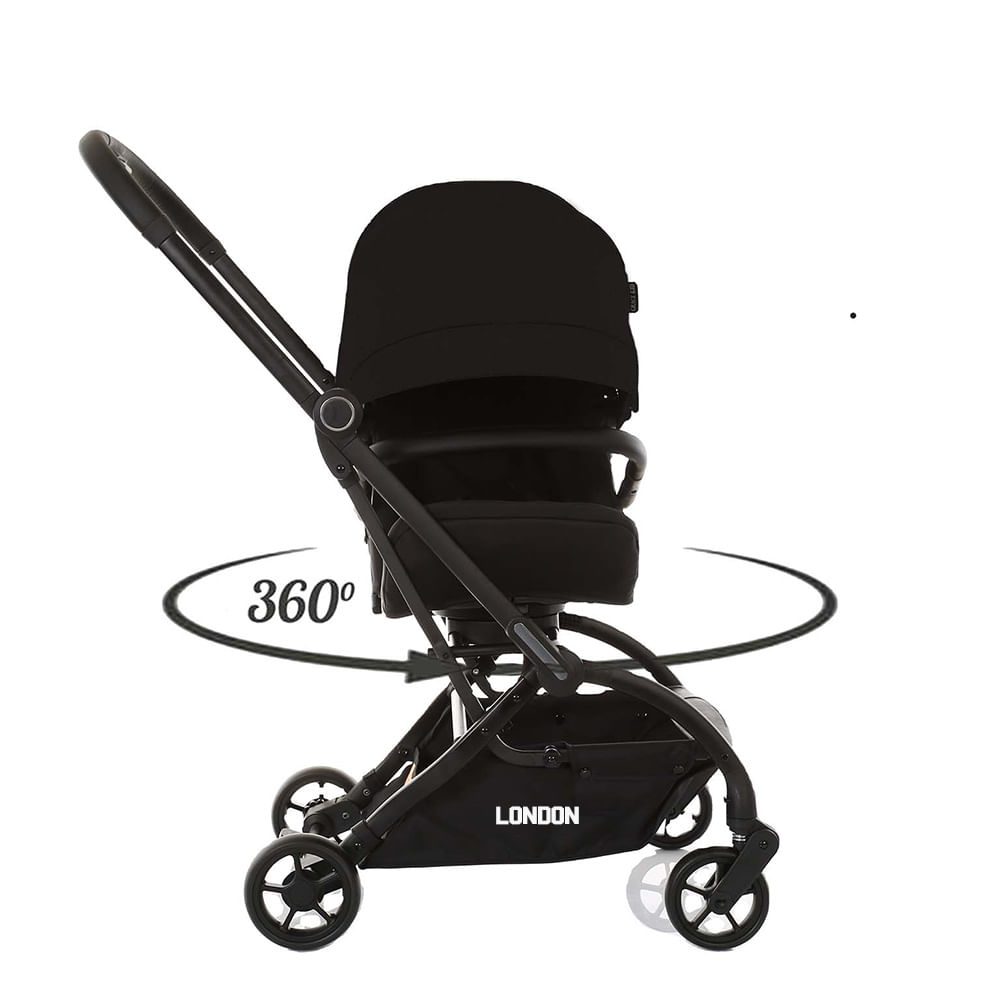 COCHE DE BEBE LONDON ROTACION DE 360 VIAJERO COLOR NEGRO | Oechsle ...
