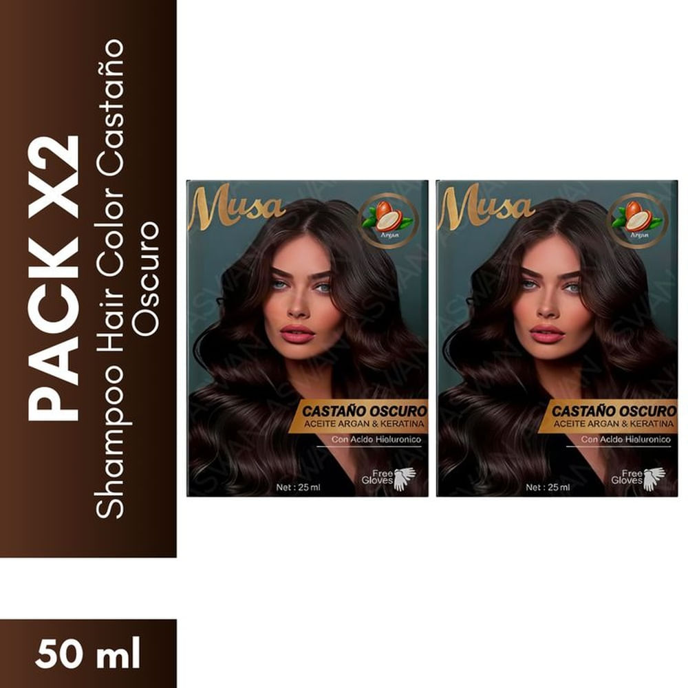 Pack x2 Shampoo Hair Color Castaño Oscuro 25 ml - MUSA | Oechsle - Oechsle