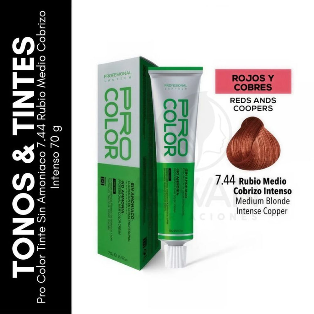 Pro Color Tinte Sin Amoniaco 744 Rubio Medio Cobrizo Intenso 70 g ...