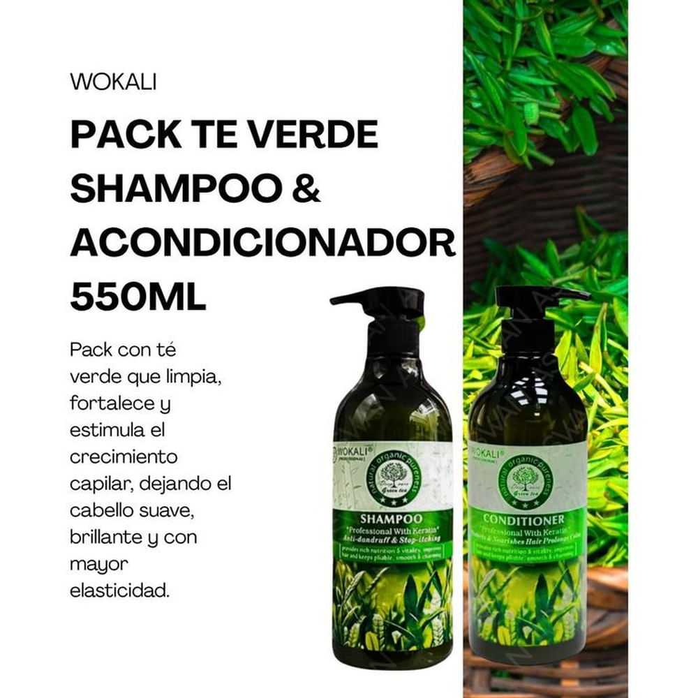 PACK TE VERDE SHAMPOO & ACONDICIONADOR 550ML - WOKALI | Oechsle - Oechsle