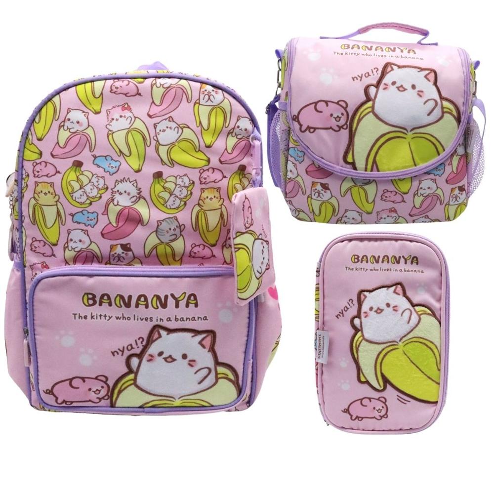 Pack Escolar Mochila Bananya Gatito Gabby Anime Oficio - Oechsle