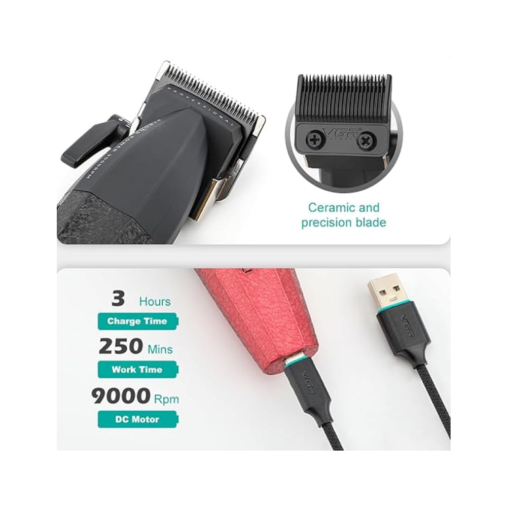 Maquina Barbería Pro Clipper Trimmer VGR V-640 S2 9000 Rpm 5w - Oechsle