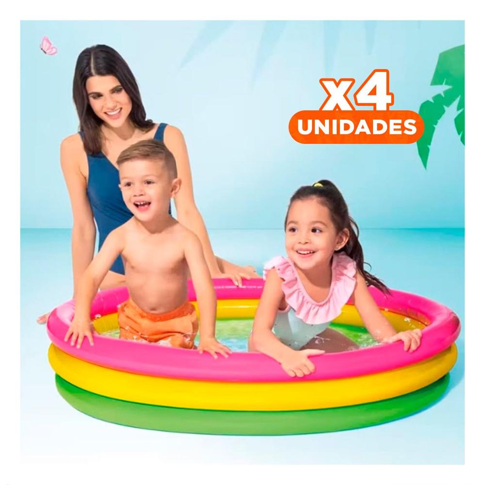 Pack4 Deposito de Agua Arcoiris Inflable Infantil 147 x 33 cm para ...