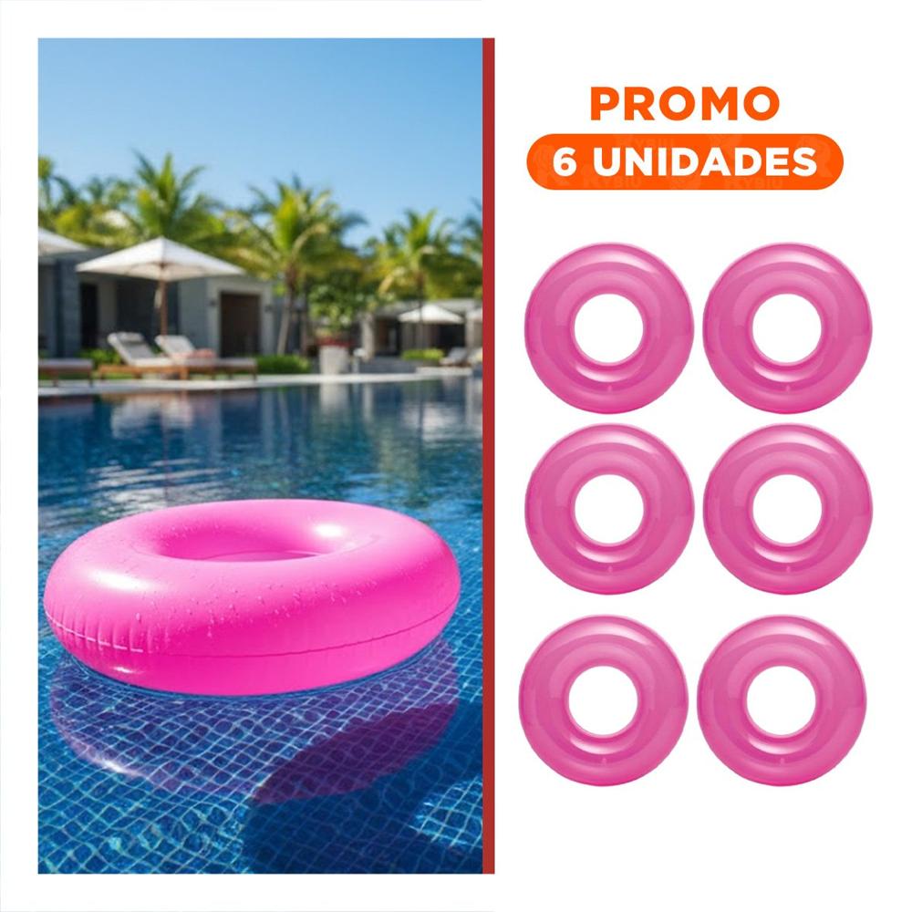 Pack6 Utensilio Transparente Rosado Flotante Inflable para Piscina ...