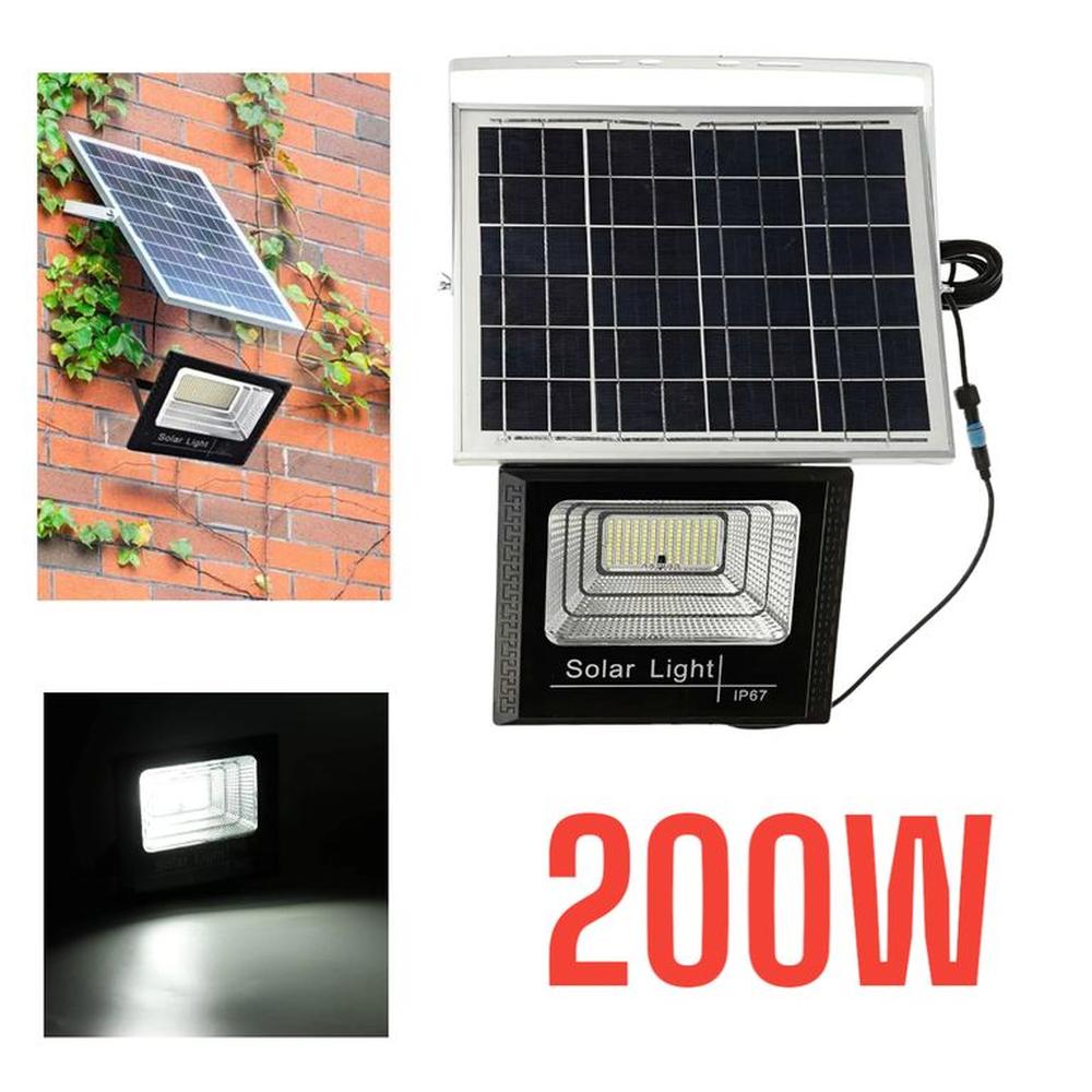 REFLECTOR LED 200W Y PANEL SOLAR LUZ BLANCA Y CONTROL REMOTO - Oechsle