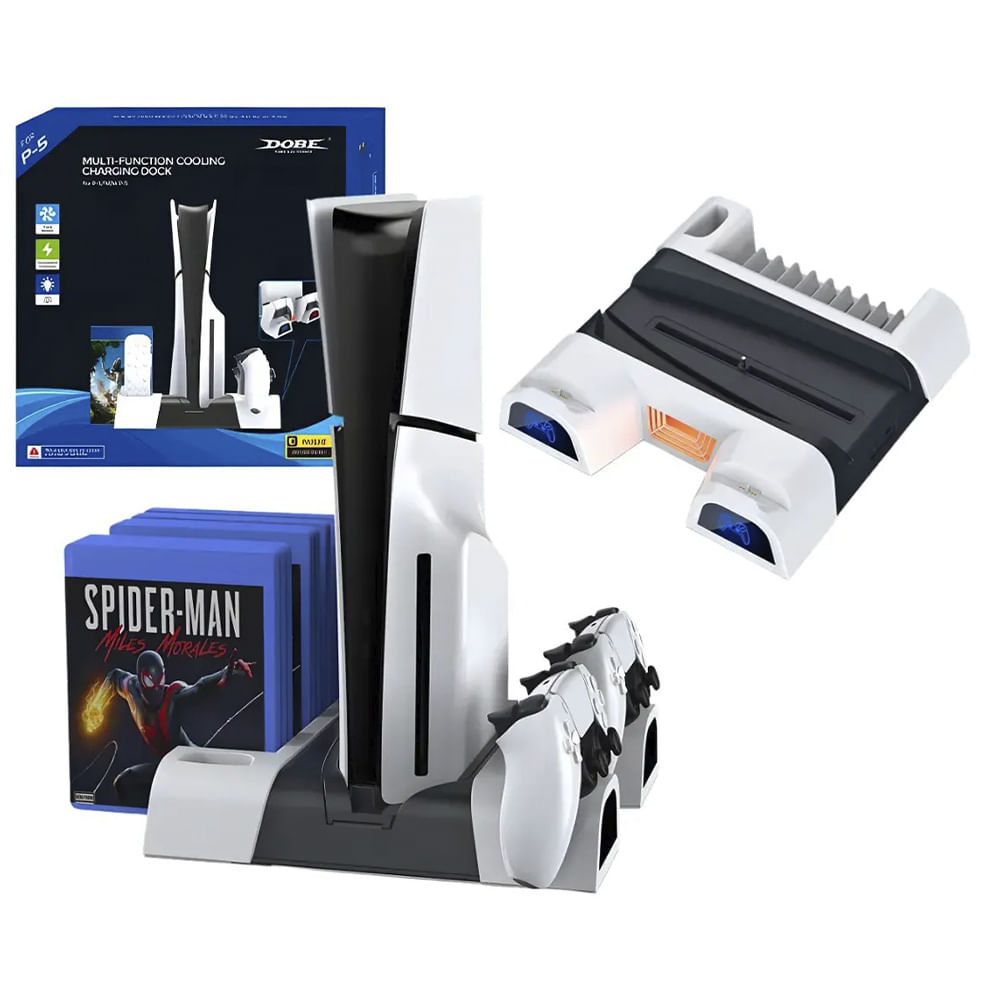 Soporte multifuncional Ps5 Fat slim y Pro negro y blanco - Oechsle