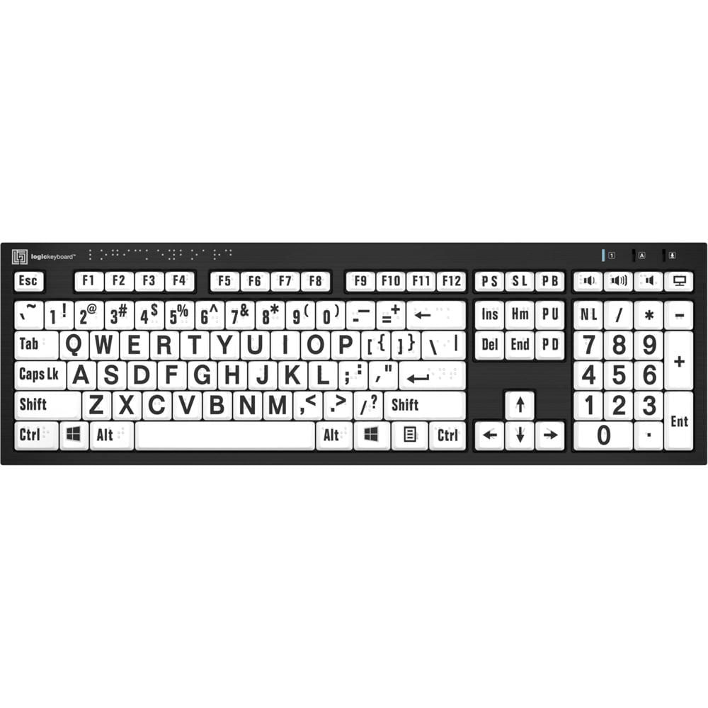 Logickeyboard Teclado Braille y de Letras Grandes Nero 104 Teclas ANSI ...