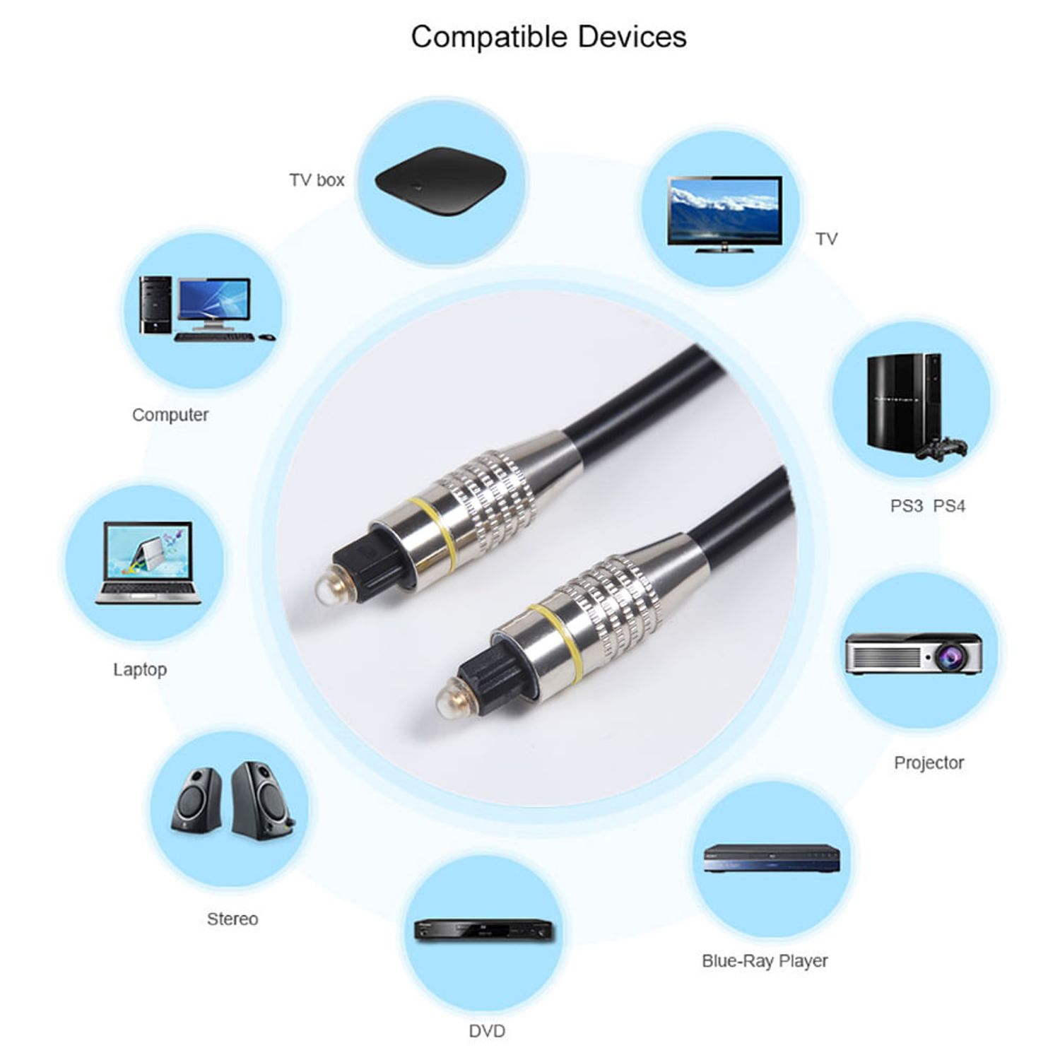 Cable Audio Optico Digital Fibra Optica 1.5 Metros Od 6.0mm Macho Negro ...