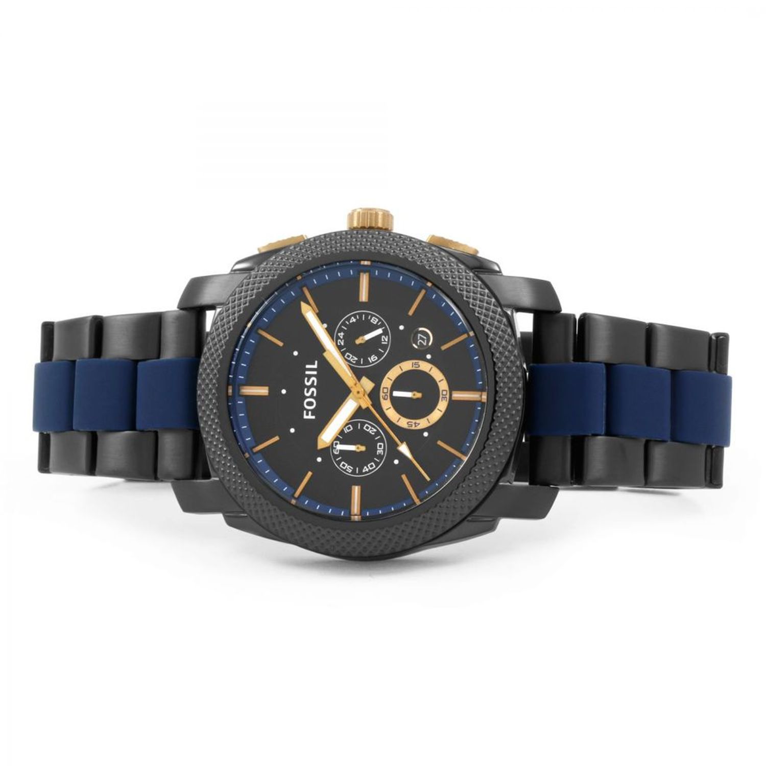 Reloj Fossil Machine FS5164 Cronometro Acero Inoxidable Negro Azul ...