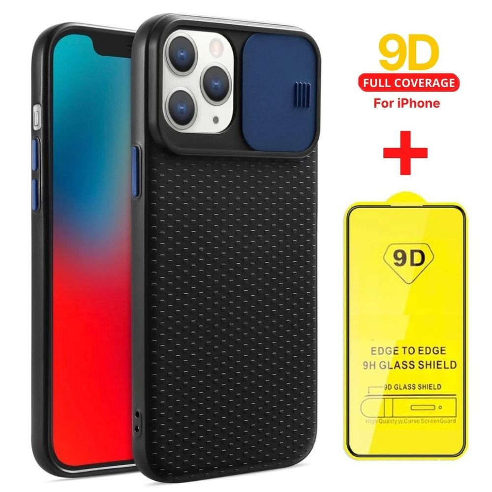 Case Funda CamShield + Mica de Vidrio 9D iPhone 12 - Azul | Oechsle ...