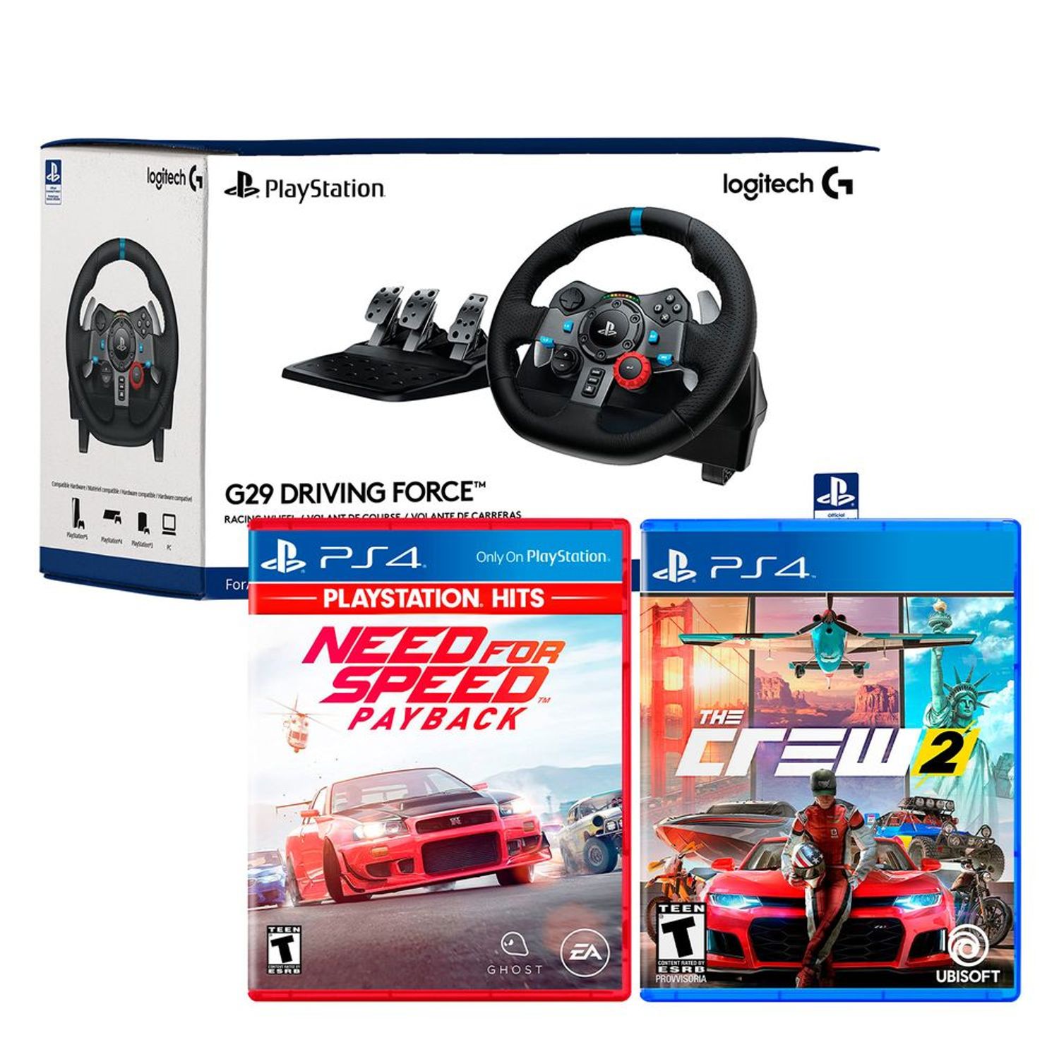 Timon Con Pedal Logitech G29 + Need For Speed Payback + The Crew 2 PS4 ...