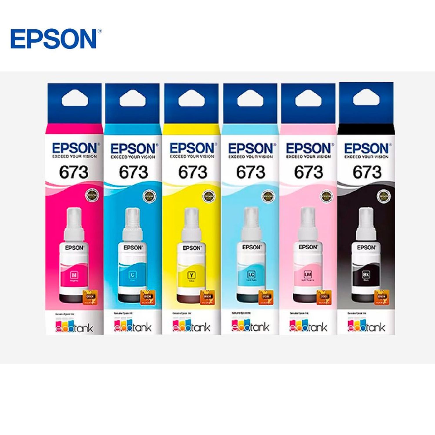 Kit de 6 tintas Epson 673, Cian,Magenta, Yellow, M.l, Black | Oechsle ...