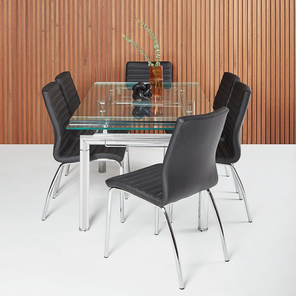 Juego de Comedor Extensible Salamanca 6 Sillas Negro | Oechsle - Oechsle